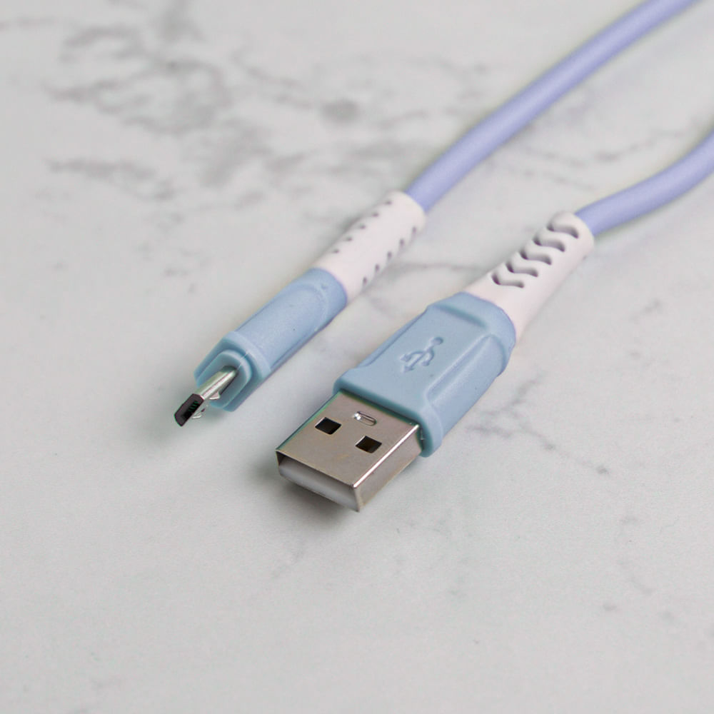Cable Micro Usb Color Macaron Azul - Mumuso