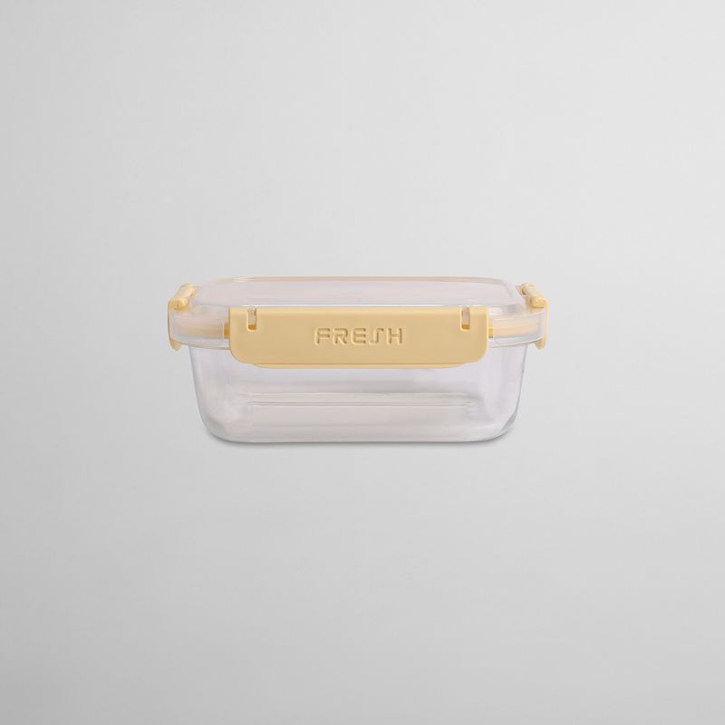 Taper de Vidrio para Alimentos Rectangular Amarillo 650 ml - Mumuso
